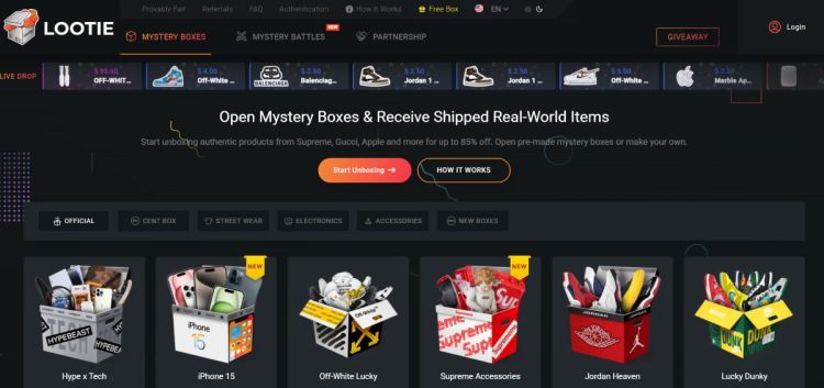 Revisión de la web de mystery boxes de Lootie