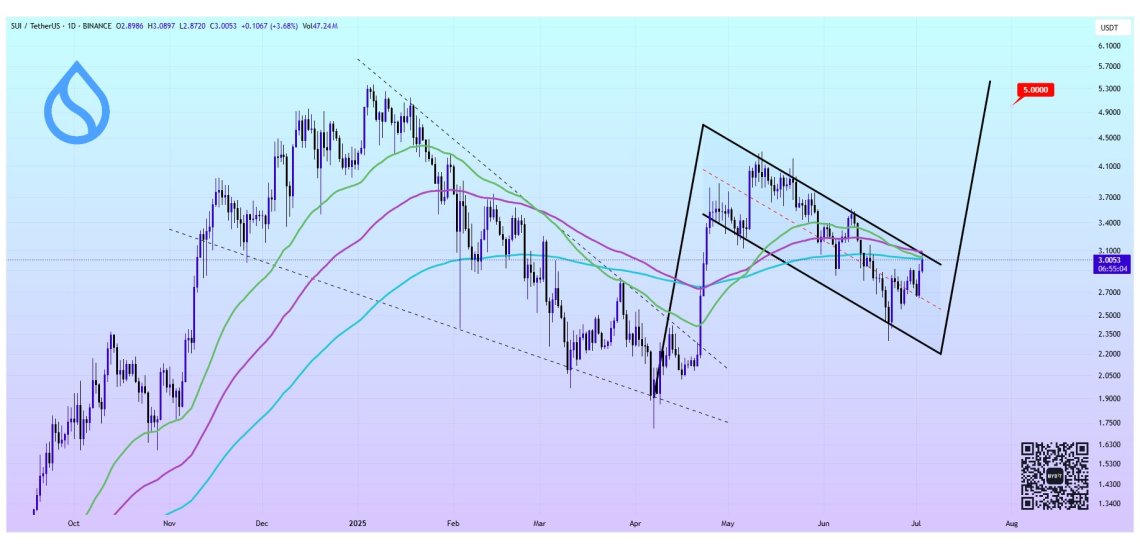 SUI Prepares For Bullish Flag Breakout Amid $3 Reclaim