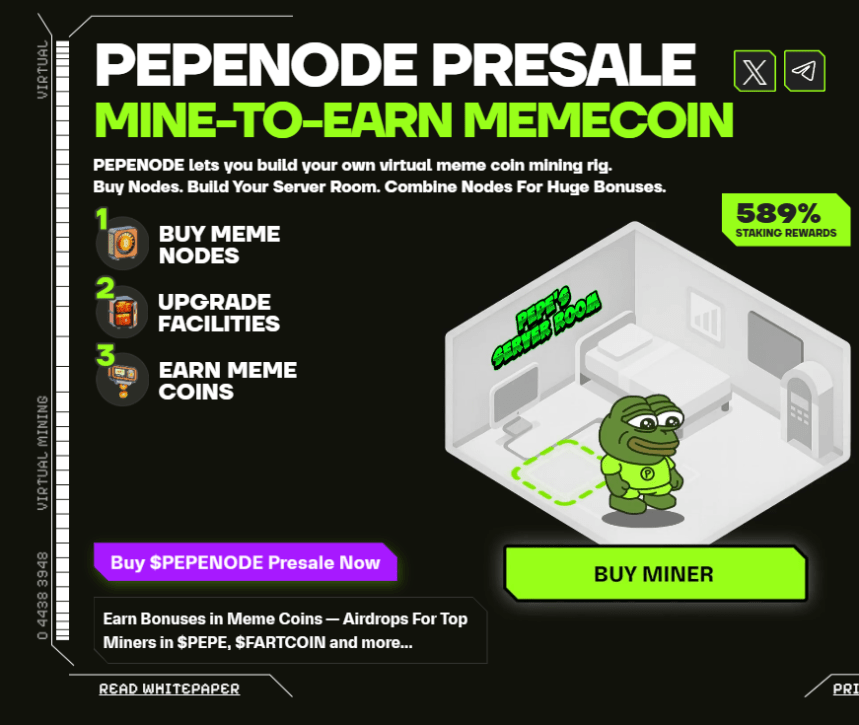 BitMine Bags 70K ETH As PEPENODE Mining Meme Coin Nears $2.2M in Viral ...